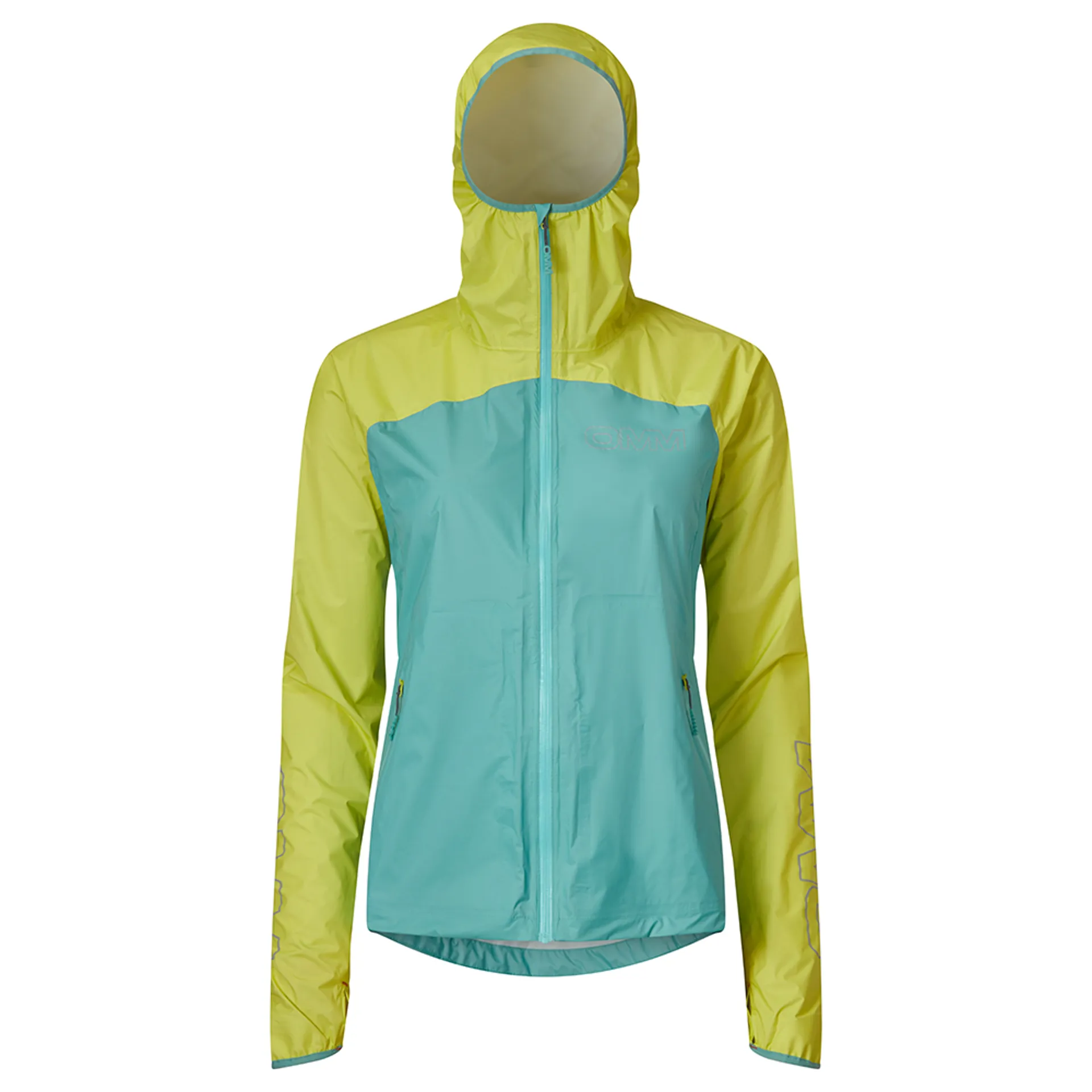 OMM Halo+ Jacket Women's Waterproof Running Jacket Aqua/Yellow