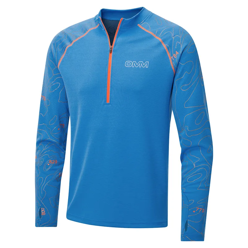 OMM Flow Tee Zip L/S Men's Running Top T-Shirt Blue